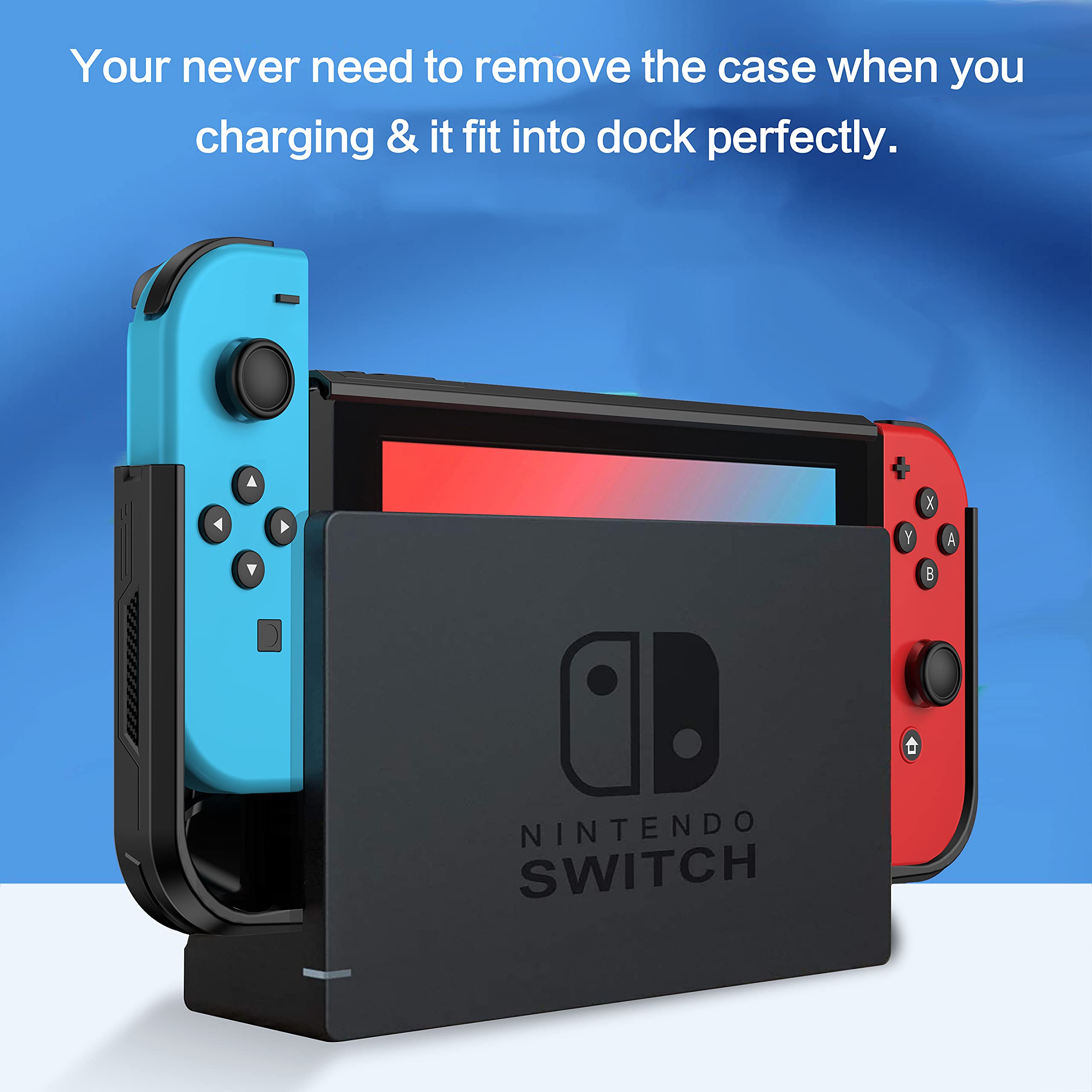 PiMivco Dockable Case for Nintendo Switch 2017,Protective Case Compatible for Nintendo Switch and Joy-Con Controller ,TPU Grip Cover with Shock-Absorption and Anti-Scratch Design(Black)…