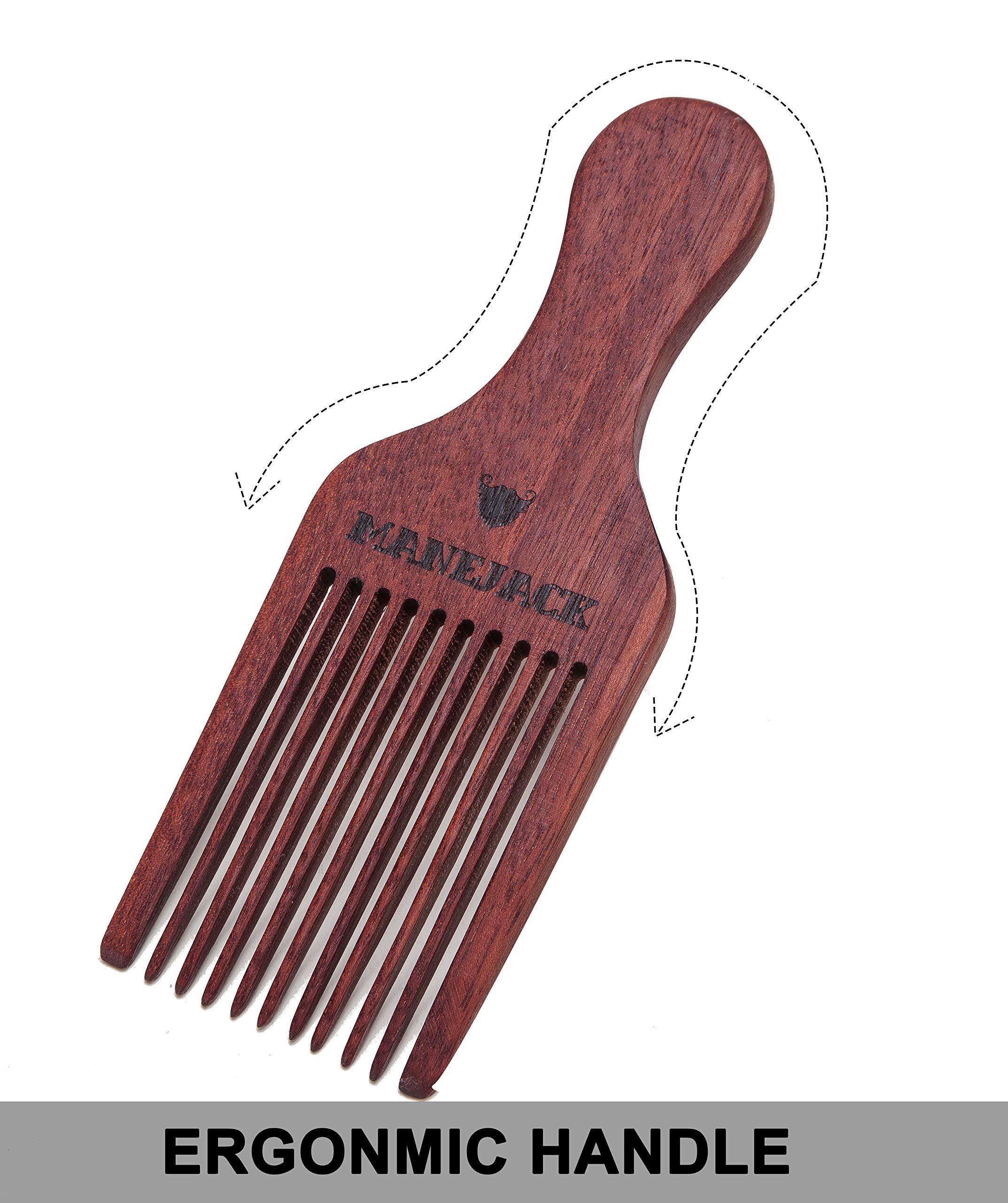 MANEJACK Beard Pick for Men- Wooden Comb Afro Hair Lift Combs