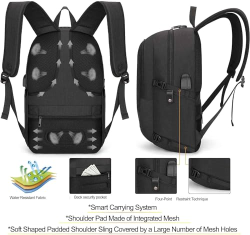 Tzowla Laptop Backpack for Men Women,Travel Work Security Anti Theft Water Resistant Durable Computer Bookbags with USB Charging Port,Gifts, Fit 14.3/15.6 inch Accessories