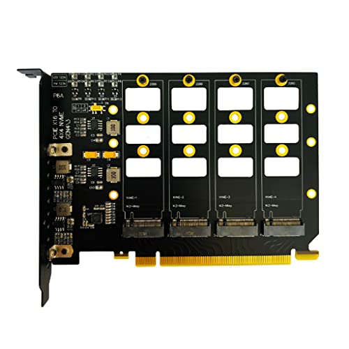 XT-XINTE PCI-E 4.0 4x4 to M.2 4-Bays Expansion Card for M.2 NVMe Solid State Drive 2242 2260 2280 SSD PCIe X16 4.0 Gen 4 Adapter Card