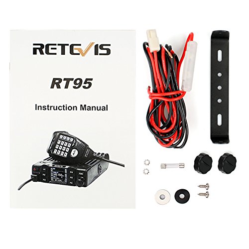 Retevis RT95 Dual Band Mobile Radio, Dual Speaker Mobile Transceiver, 200 Channels 180 Degree Rotatable LCD Display, 2m 70cm Mini Mobile Two Way Radio for RV 4x4 Offroad (1 Pack)