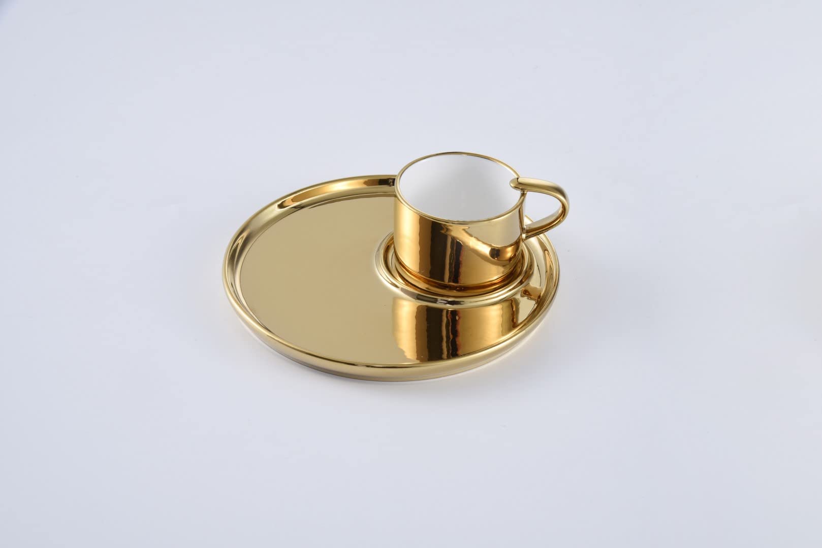 Pampa Bay For Coffee Lovers Titanium-Plated Porcelain Espresso Cup & Plate, 2.5 x 6.5in