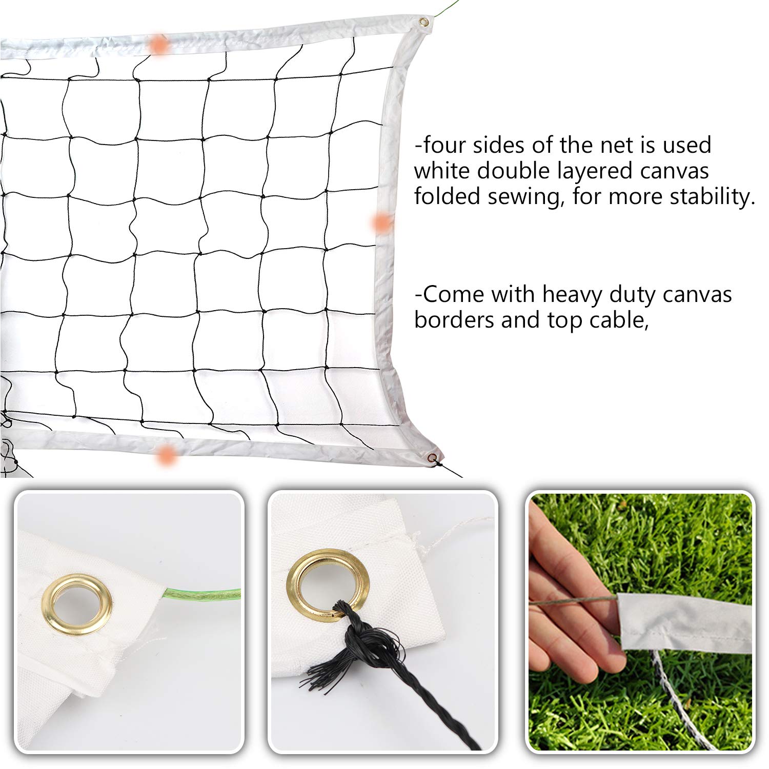 PlasMaller Volleyball Net (32 x 3 FT) Professional Sports Competition Replacement Nets for Backyard Schoolyard Garden Beach Swimming Pool (Net Only)