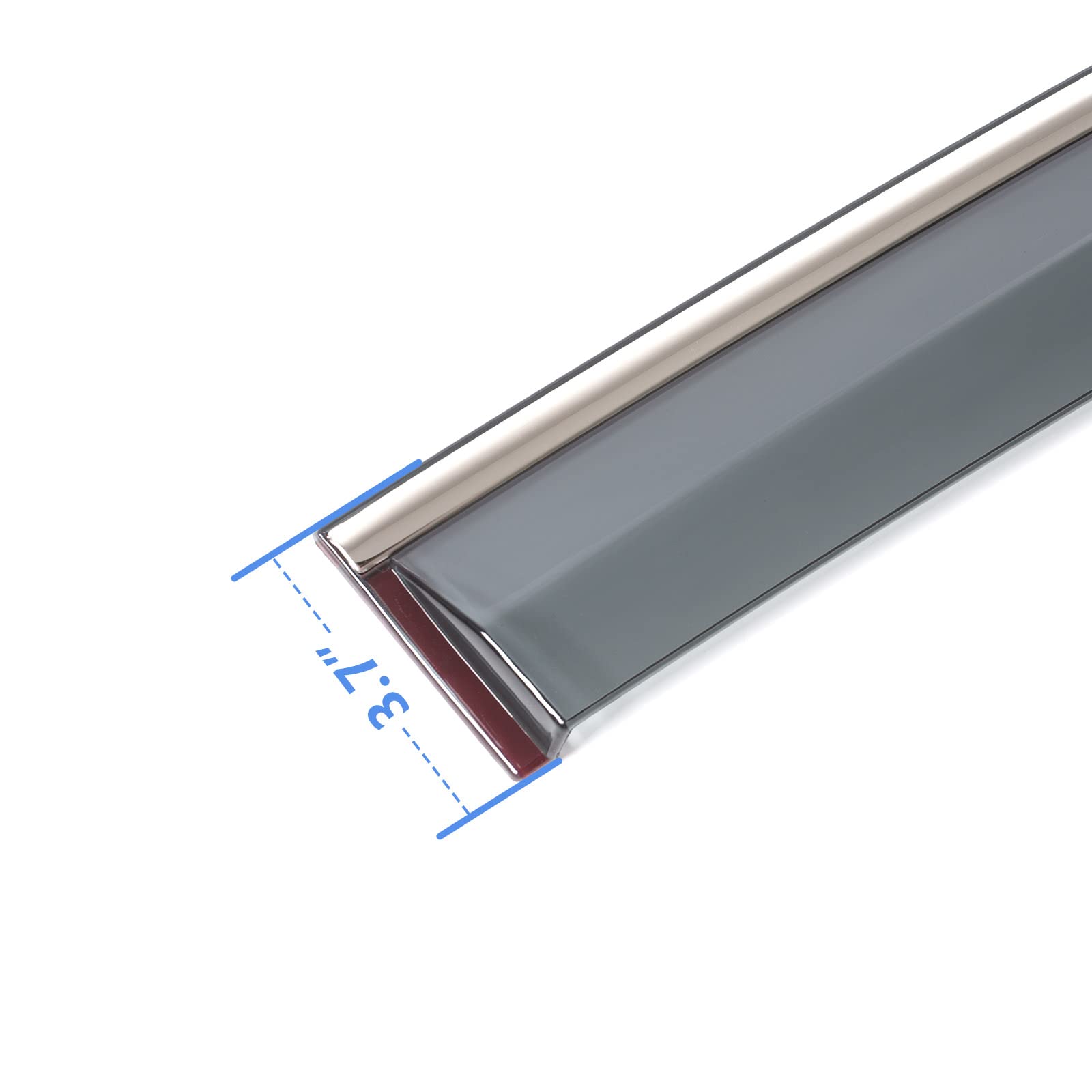 powoq Fit 2019-2022 Ford Ranger Window Visor Tape-on Vent Deflectors Side Window Deflector for 2019 2020 2021 2022 Ford Ranger SuperCrew Accessories, with Silver Strip