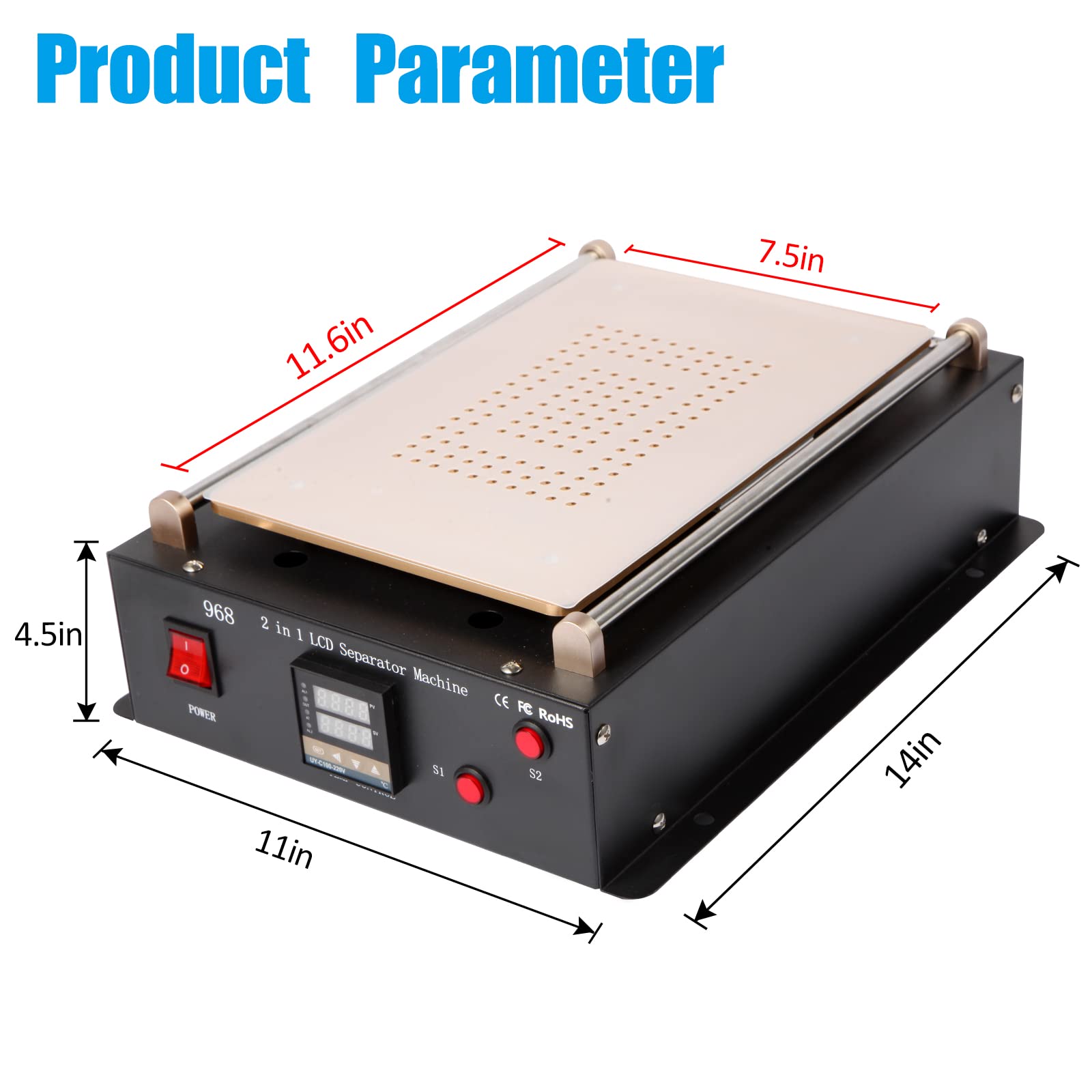 Vevitts LCD Screen Separator Machine,14 Inch Screen Repair Separating Machine Touch Screen LCD Glass Vacuum Separator Machine for Smart Phone Tablet Pad