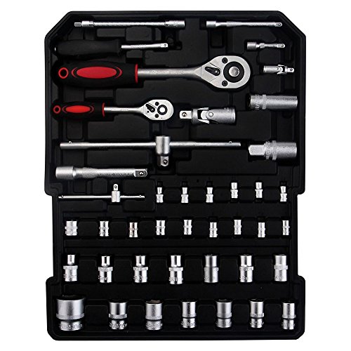 TUFFIOM Tool Box with Tools 799pcs Household Tool Set with Aluminum Trolley Case, Auto Repair Tool Kit Toolbox and Wheels
