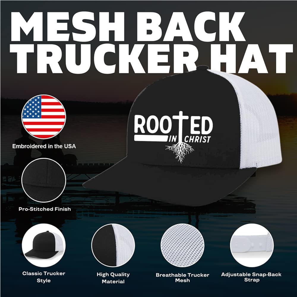 Men's Christian Faith Cross Nails Embroidered Mesh Back Trucker Hat, Heather Grey/White