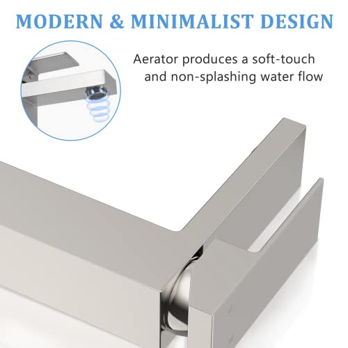 ๐ฉ๐ผ๐ป๐๐ฎ๐ป Brushed Nickel Bathroom Faucets, Solid Brass Single Hole Bathroom Sink Faucet, Modern Bathroom Faucets for Sink 1 Hole, Lead-Free Vanity Faucet with Pop-up Drain and Water Supply Hoses