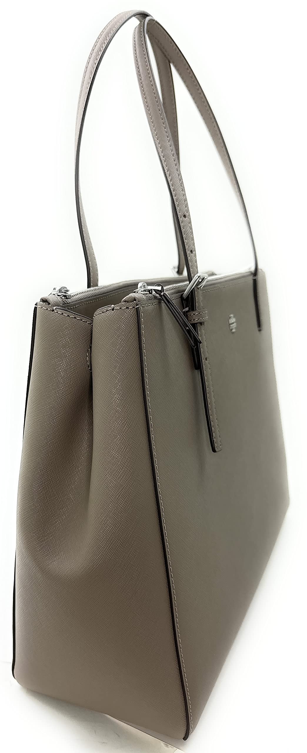 Tory Burch Women's Emerson Double Zip Tote Saffiano Leather With Gold Tone Hardware (Grey Heron)