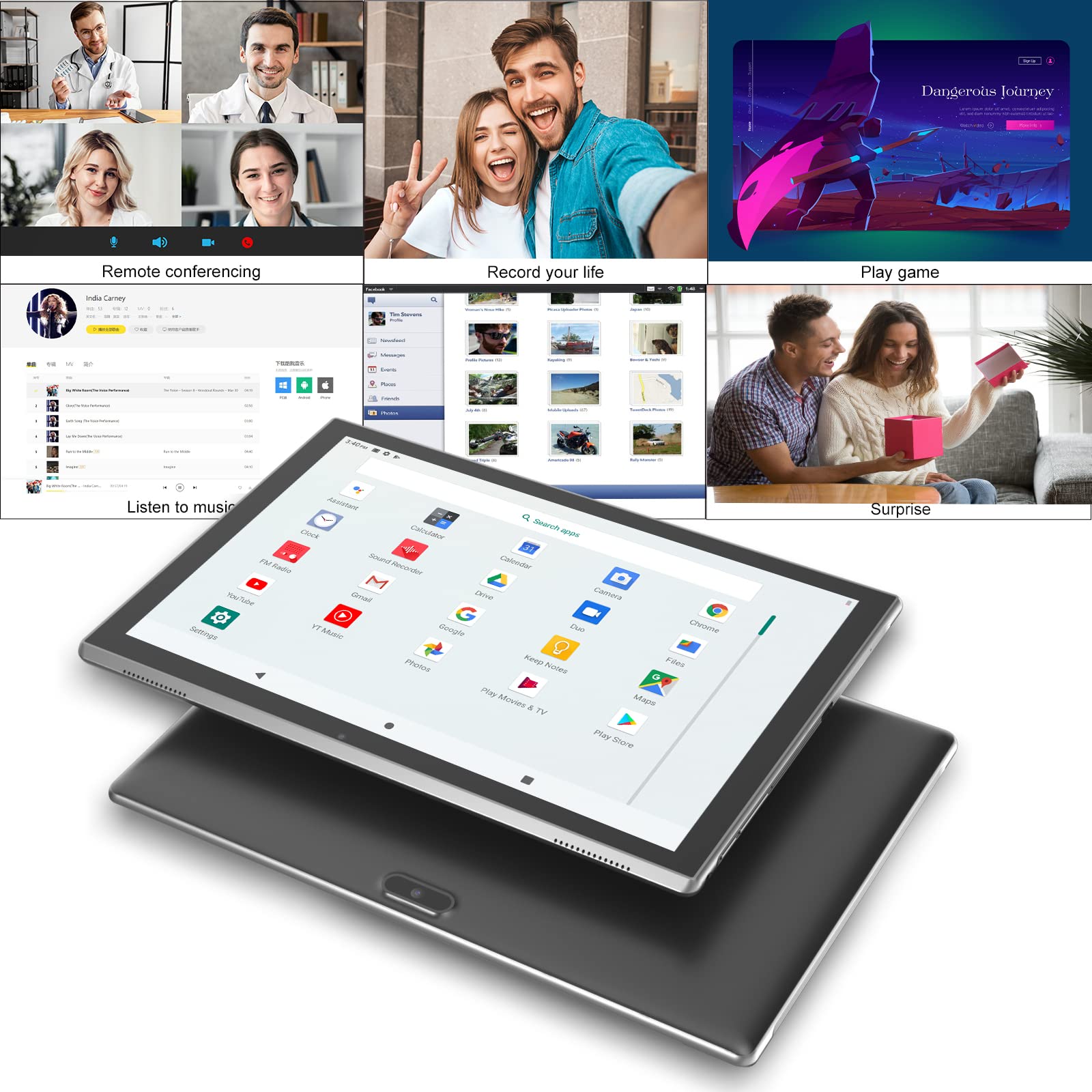 ZZB Tablet 10 Inch Android Tablets, 32GB ROM 512GB Expand,6000mah Battery, Quad-Core Processor 2GB RAM Tableta, 8MP Camera WiFi 10.1'' IPS HD Touch Screen Android 11 Tablet.