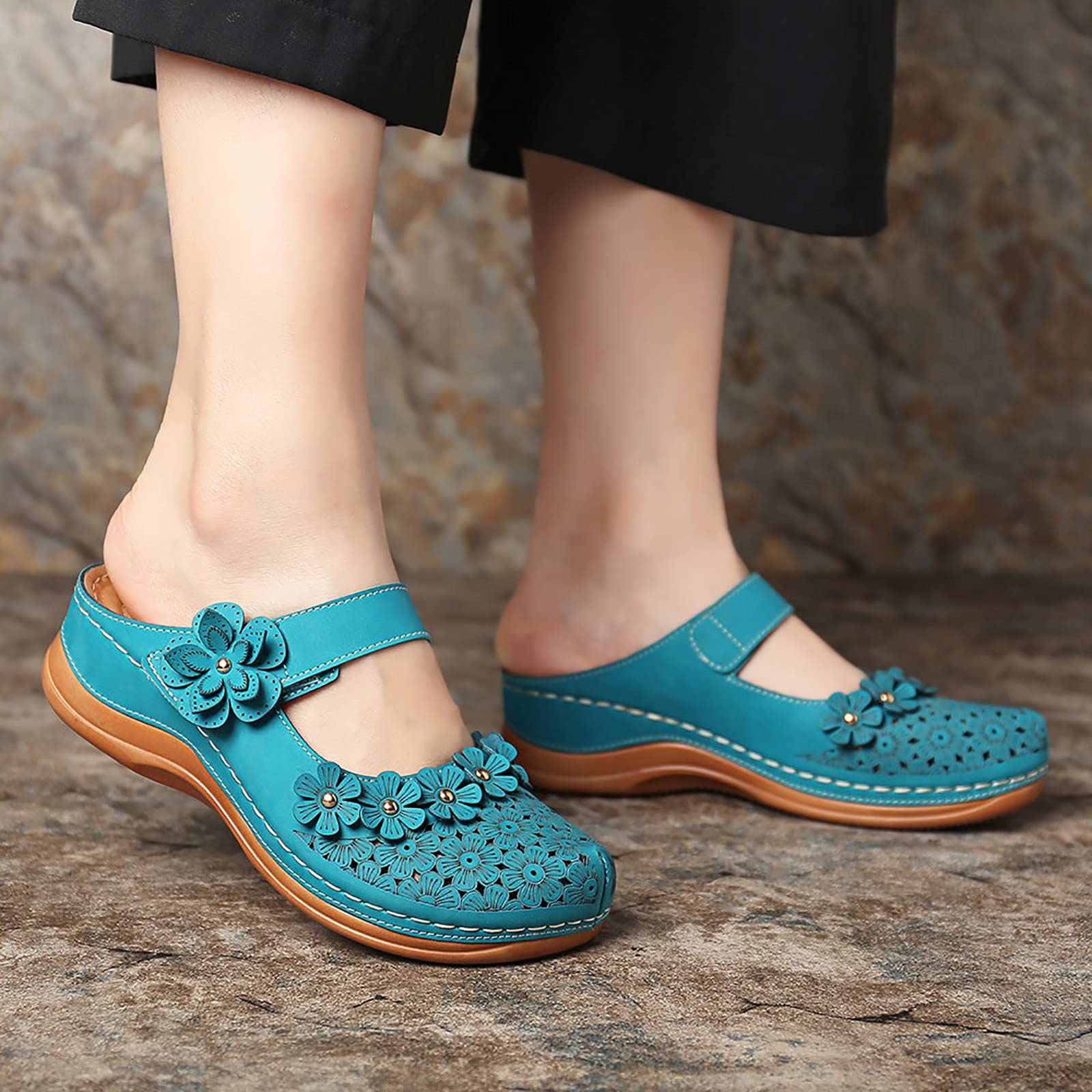 MLAGJSS womens sandals with arch support Heeled Sandals for Women platform shoe Womens Sandals(0609A170 Sky Blue,Size 8)