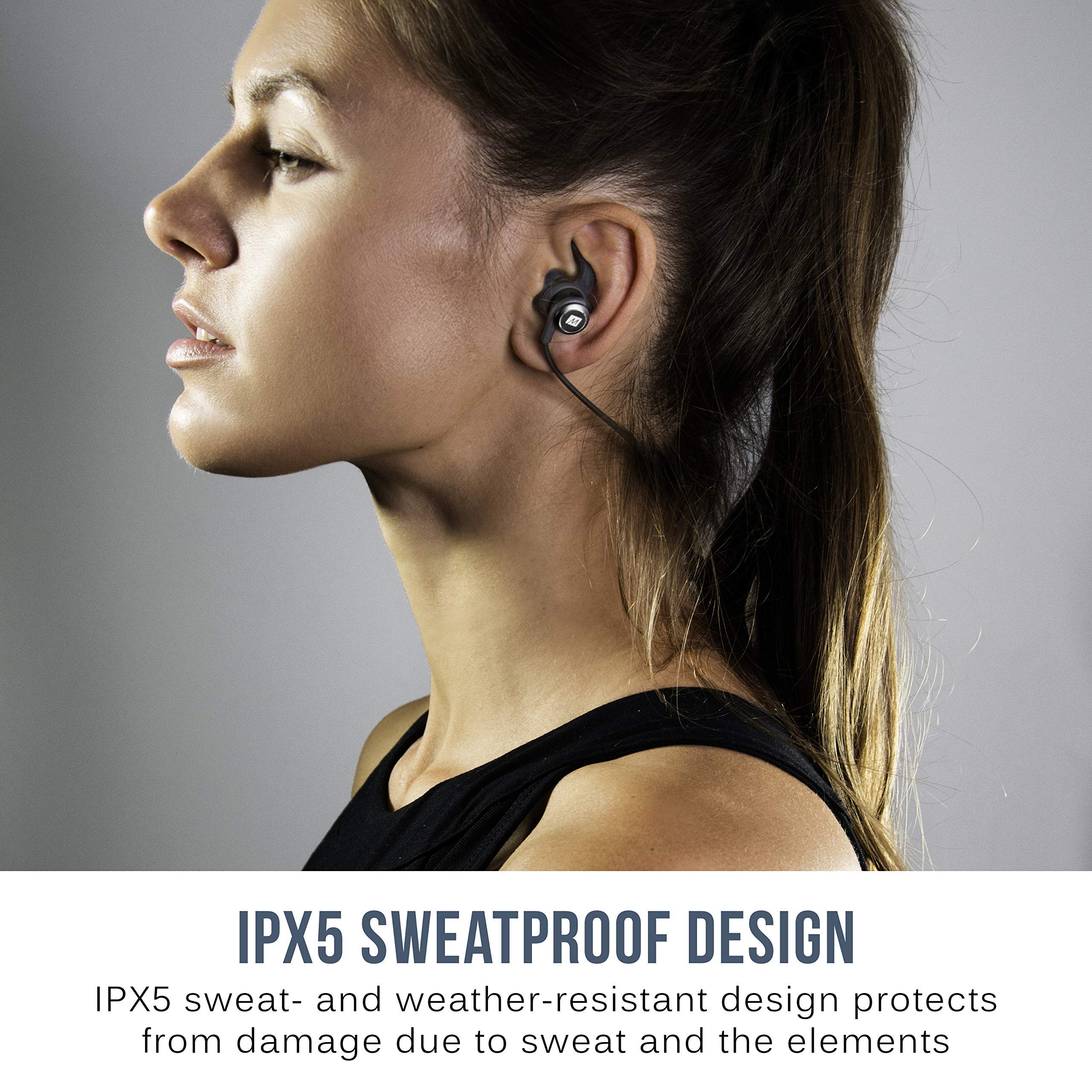 MEE audio M9B Bluetooth Wireless Sweatproof in-Ear Headphones with Headset (Bluetooth 5.0; 9 Hour Battery Life) (Renewed)