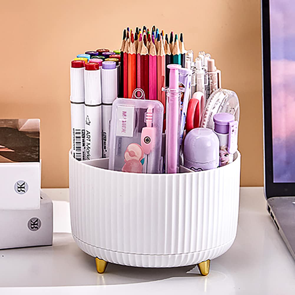 YAWMLYE Makeup Organizer, 360 Rotating Makeup Brush Holder, 5 Slot Large Capacity Makeup Organization and Storage Holder, for Vanity, Bedroom Decor, Bathroom Organizer
