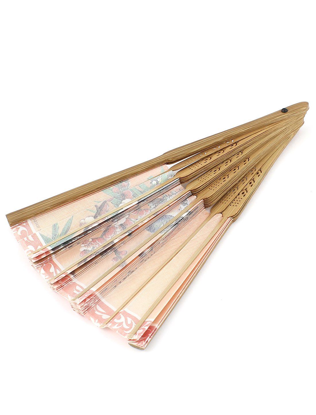 Qtqgoitem Apricot Color Beige Ribs Plum Flower Pattern Foldable Hand Fan (model: c81 1a6 273 8ef)