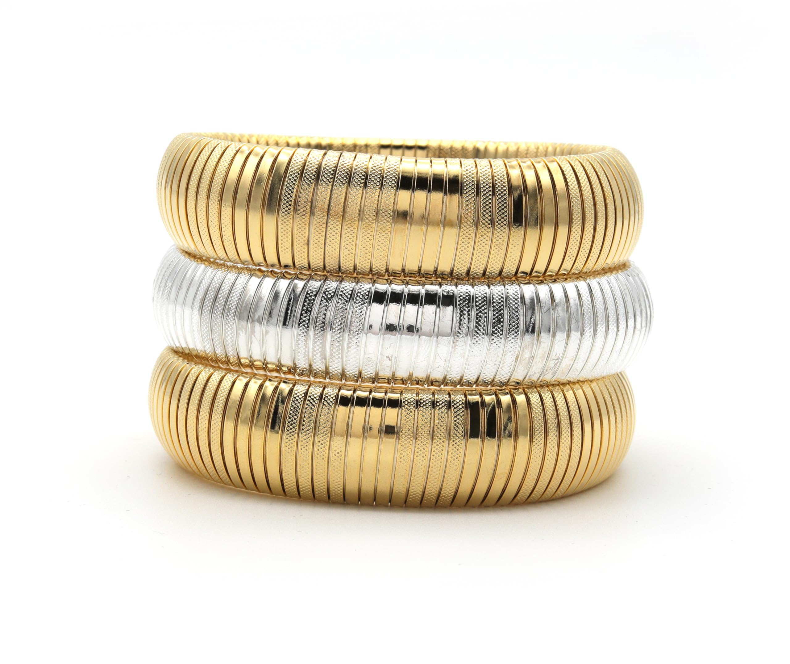 Marshal Metal Fashion Bracelet Omega 18k Gold Plated Brass Stretch Cobra Bracelet (14mm))