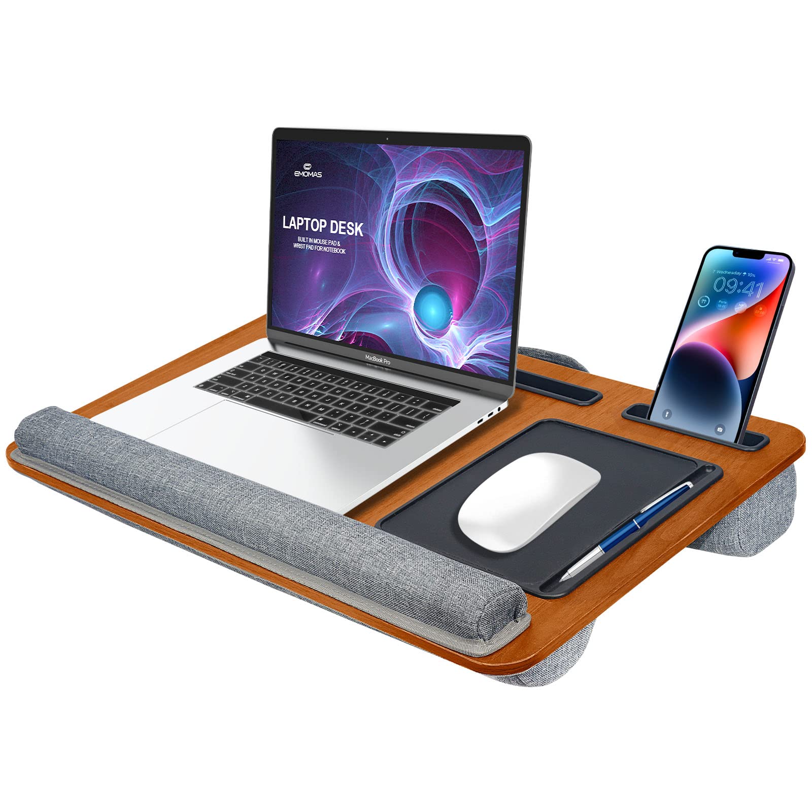 Lap Desk, Built in Mouse Pad, Wrist Pad, Multifunctional Slot. Use for Multiple Occasions Including Bed, Sofa, Floor, etc. for 17 inch Laptop Notebook, MacBook, Tablet, Laptop Stand with Tablet