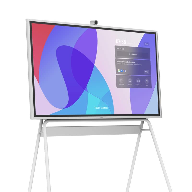 Vibe S1 55" Smart Board, Touchscreen Display, 4K UHD Interactive White Board, All-in-One Computer for Office and Classroom with Chrome OS & Open App Ecosystem (Board+Camera+White Stand)