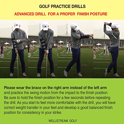 Weighted Elbow Brace - Shoulder Turn & Straight Arm Golf Swing Trainer Increasing The Moment of Inertia Force (Rigid, US Patented)