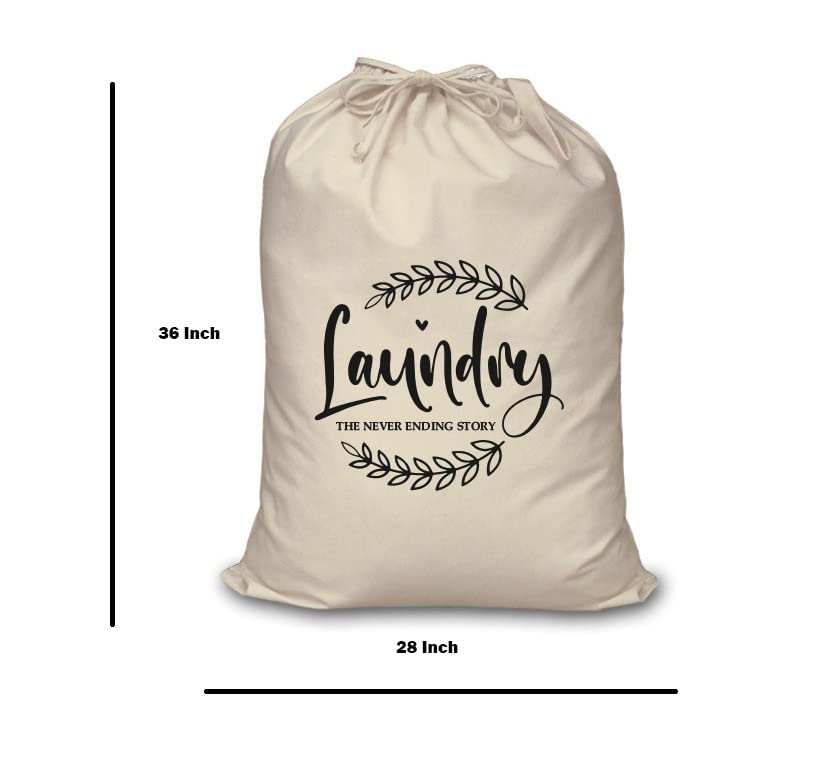 Mayatra's Organic Alexa Do My Laundry Cotton Laundry Bag for Clothes - Travel Organizer - Eco-Friendly 100% Pure Cotton Drawstring Bag - Large Size (Pack Of 1)