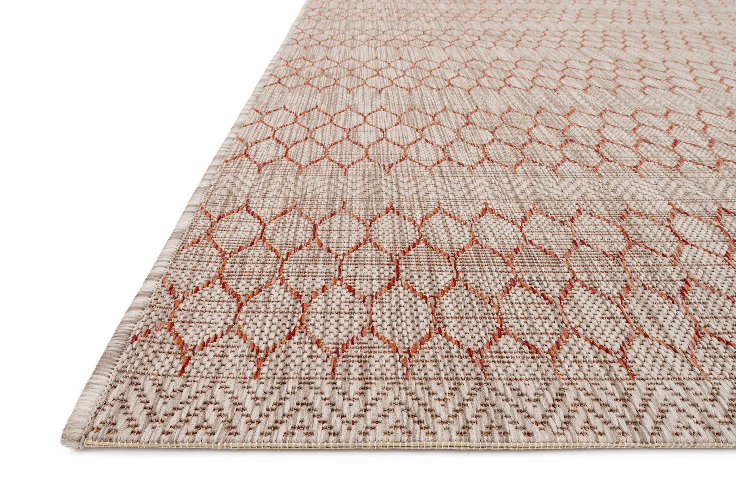 Loloi Isle Collection IE-01 Beige/Rust 18" x 18" Sample Sample Rug