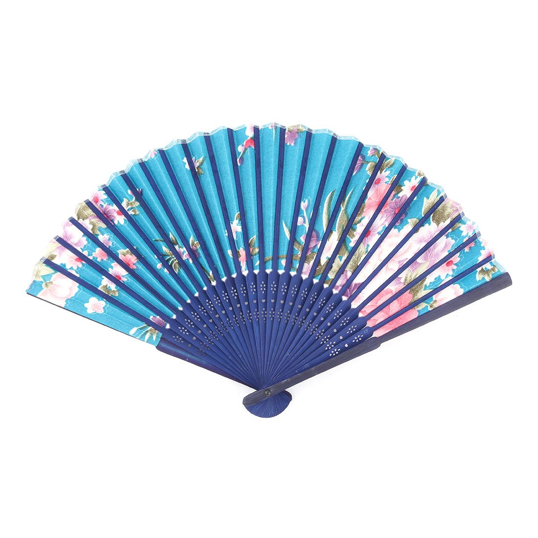 Qtqgoitem Women Summer Wood Frame Flower Pattern Hand Folding Cooling Fan Multicolor (model: 36a 437 65f 82c 139)