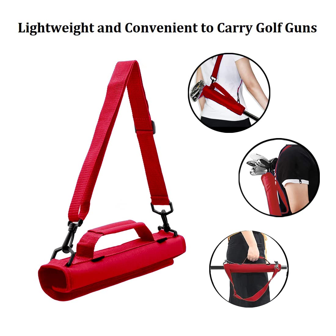 Portable Golf Club Carry Bag, Lightweight Travel Carrier Bag for Golf Training (Red)