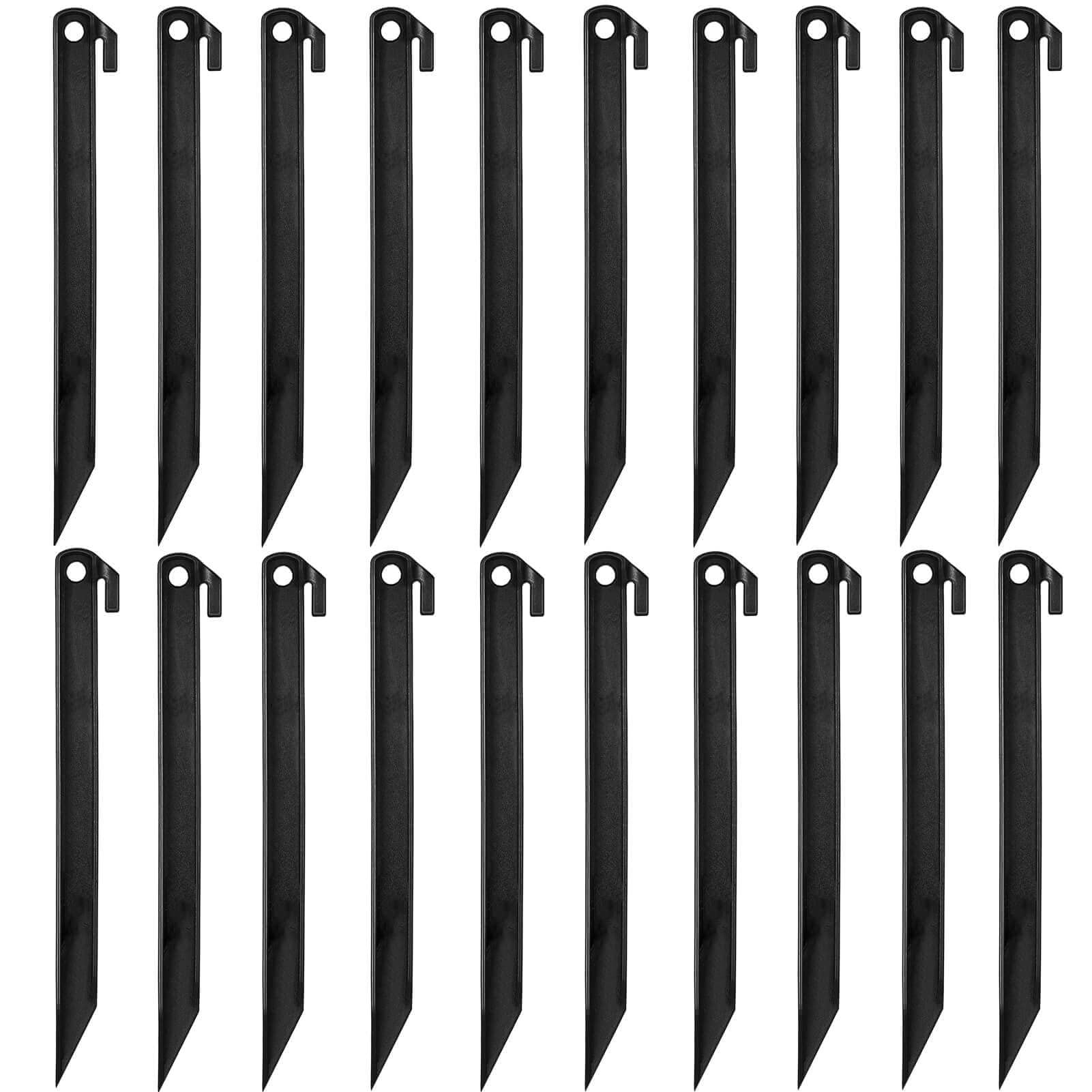 RUNGANG Plastic Tent Stakes, 11.8 Inch Heavy Duty Tent Pegs Canopy Stakes Ground Stakes for Camping, Backpacking, Outdoor and More (20 Pack)