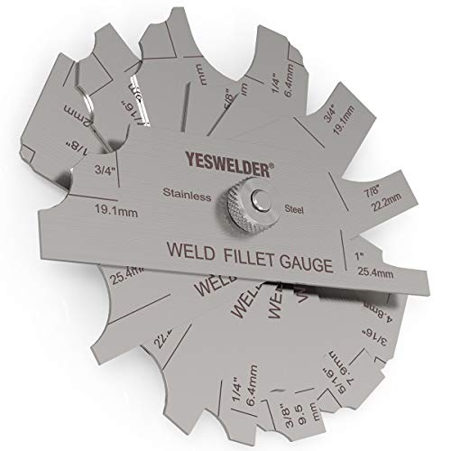 YESWELDER MG-11 Metal Weld Fillet Gages Set (7PCS) 1/8''-1'' Welding Inspection Test Ulnar MM & inch