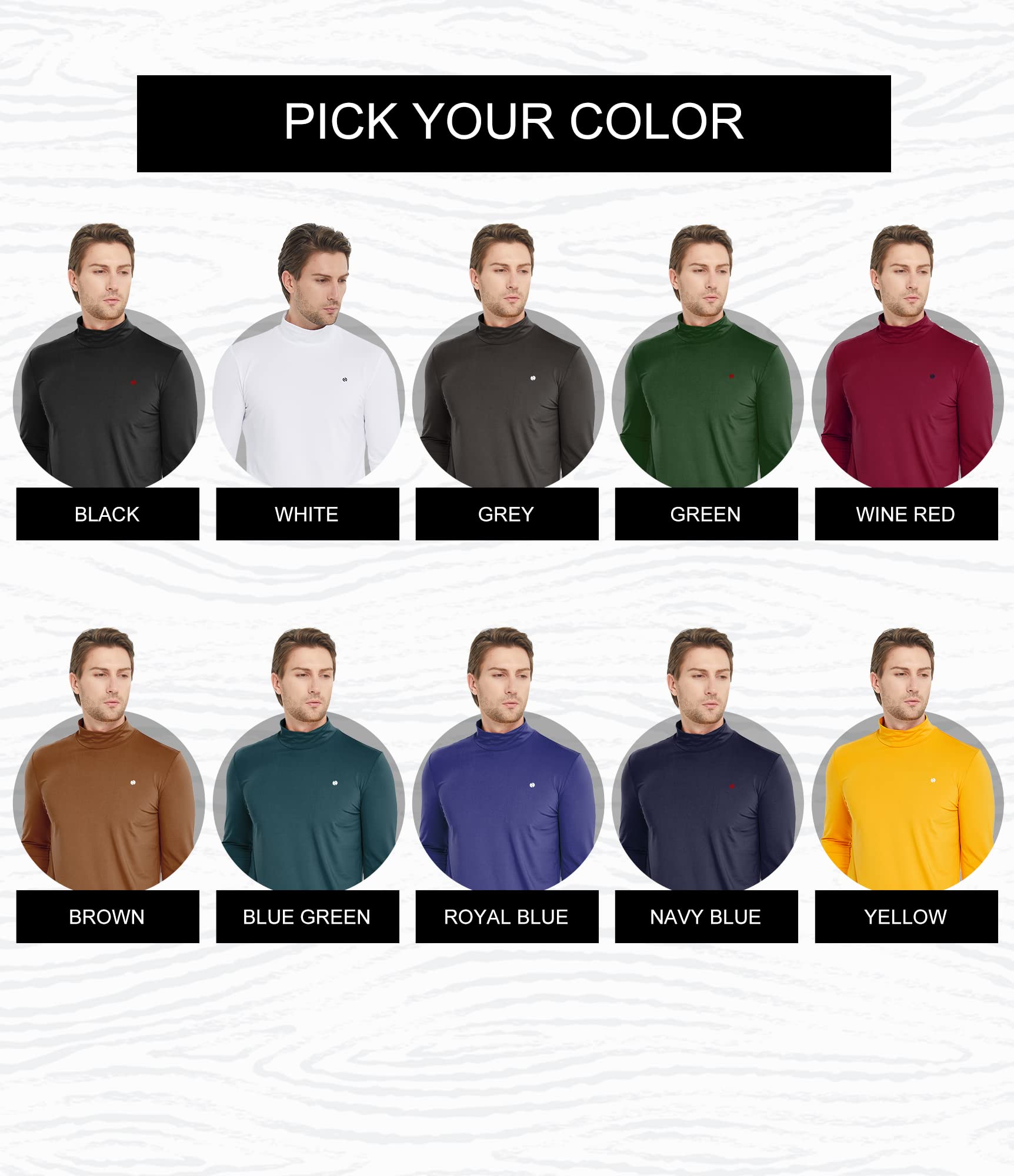 SSLR-Thermal-Shirts-for-Men-Turtleneck Long Sleeve Shirts Fleece Lined Winter Slim Fitted Mock Neck Base Layer (X-Large, White)