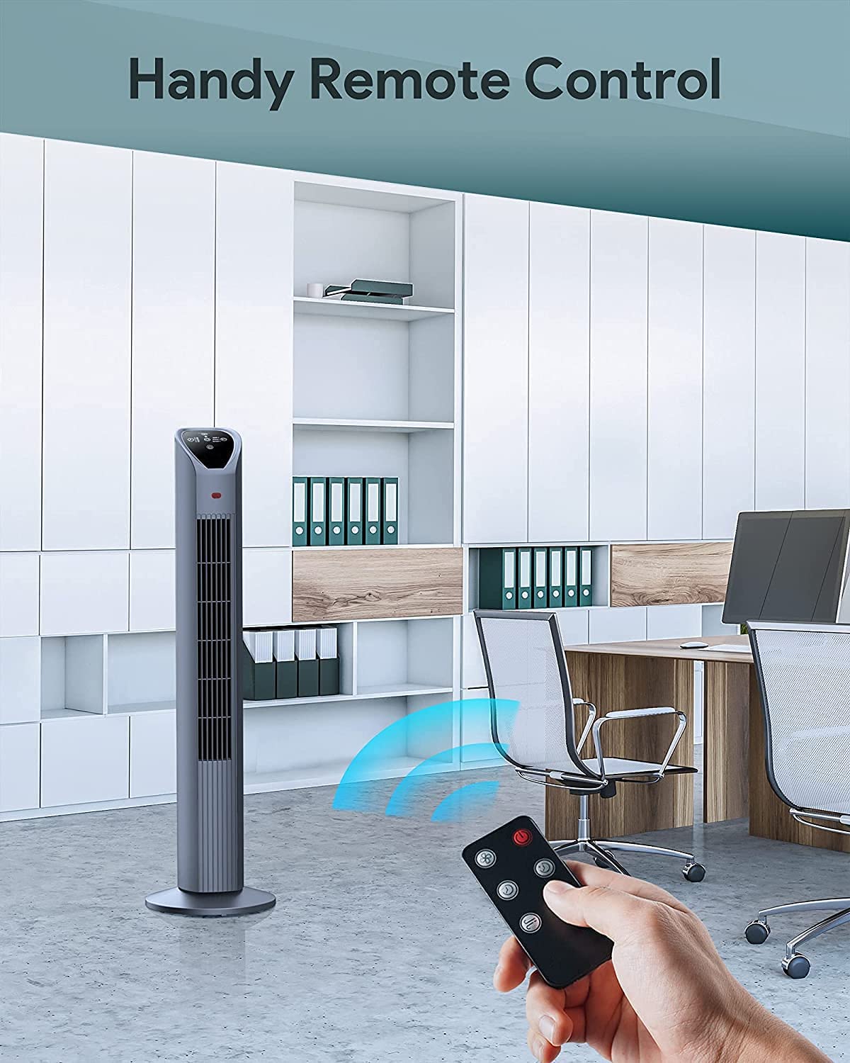 Tower Fan with Remote, Oscillating Fan Features 3 Modes 3 Speed, 75° Oscillation Standing Fans, Auto-off Backlight and 12H Timer, Portable Floor Bladeless Fan for Bedroom, Home and Office, Gray
