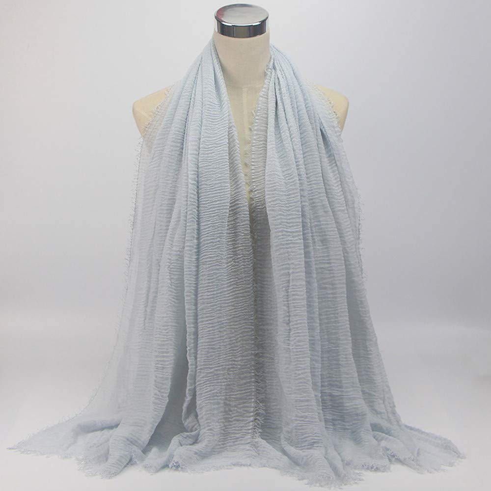 Premium Viscose Maxi Crinkle Cloud Hijab Scarf Shawl Soft Islam Muslim Knitted Black Scarves with (Gary 20#, One Size)