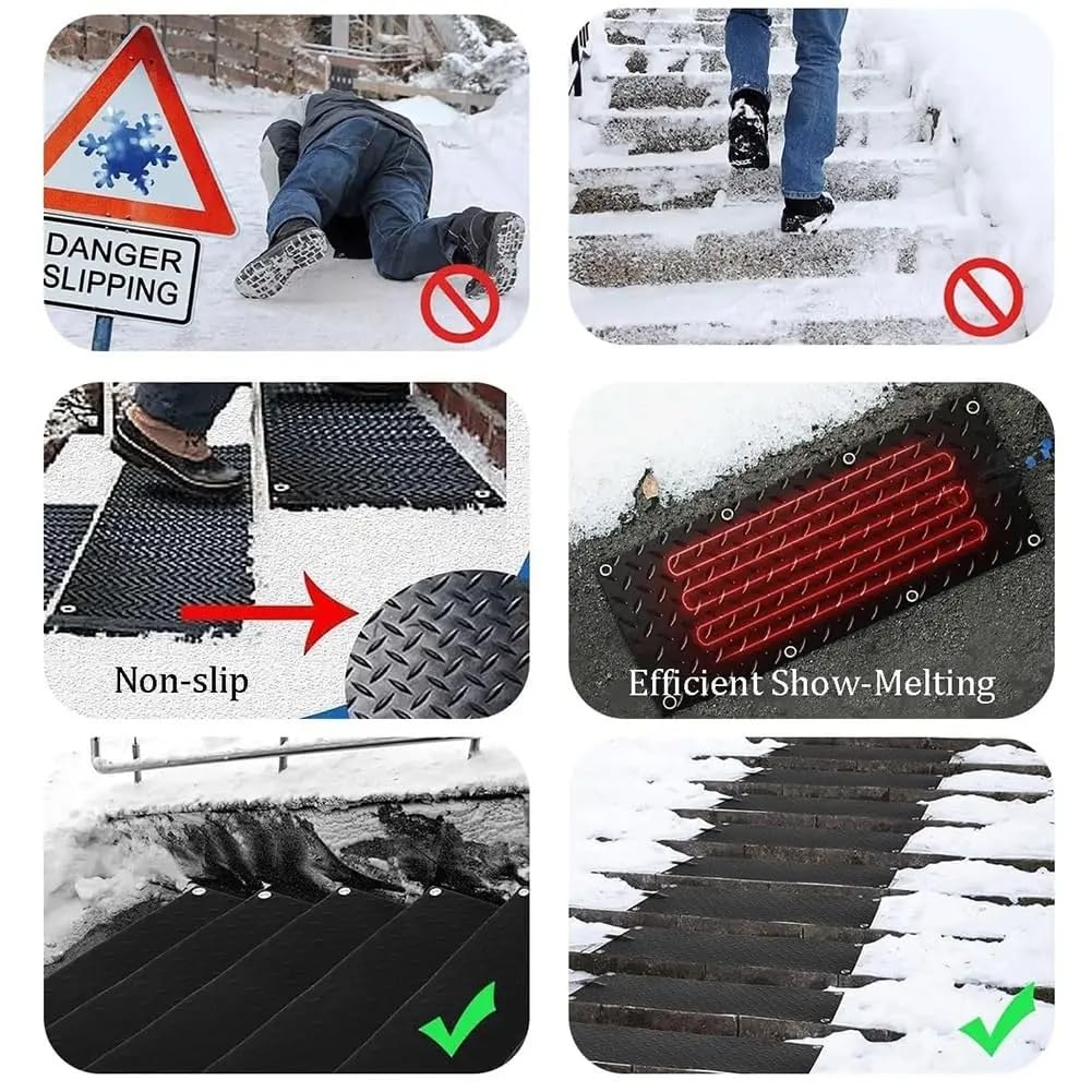 Snow Melting Walkway Mat πΌπππππ
ππ
10βπ 30β πΊπππ π΄ππππππ π΄πππ Melting Speed Heated Outdoor Mats for Winter Stairs No-Slip Rubber Heated Driveway Pad 10βx 30β