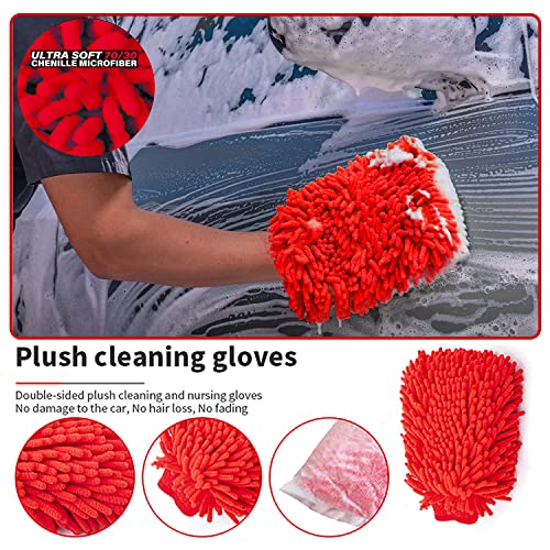 VEHIMACH 19Pcs Car Cleaning Tools Kit, Auto Detailing Brush Set with Car Drill Brush Set,Car Wheel Cleaning Brush Kit for Cleaning Wheels, Dashboard, Interior, Exterior, Leather, Air Vents, Emblems