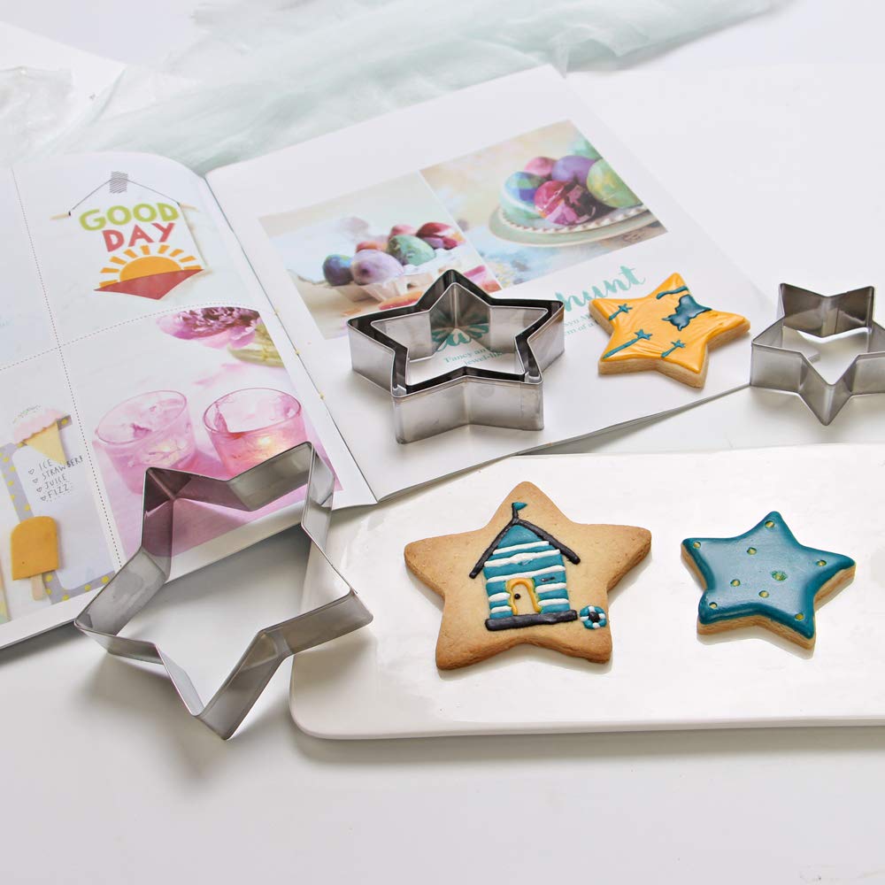 SurgeHai Star Cookie Cutter Set, 4-Piece Stainless Steel Stars Cutters