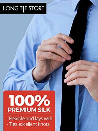 Long Tie Store Extra Long Herringbone Neck Ties for Men β 100% Silk Ties with Vivid Color | 3.75β Wide, 70 Inches XXL (Solid Black)