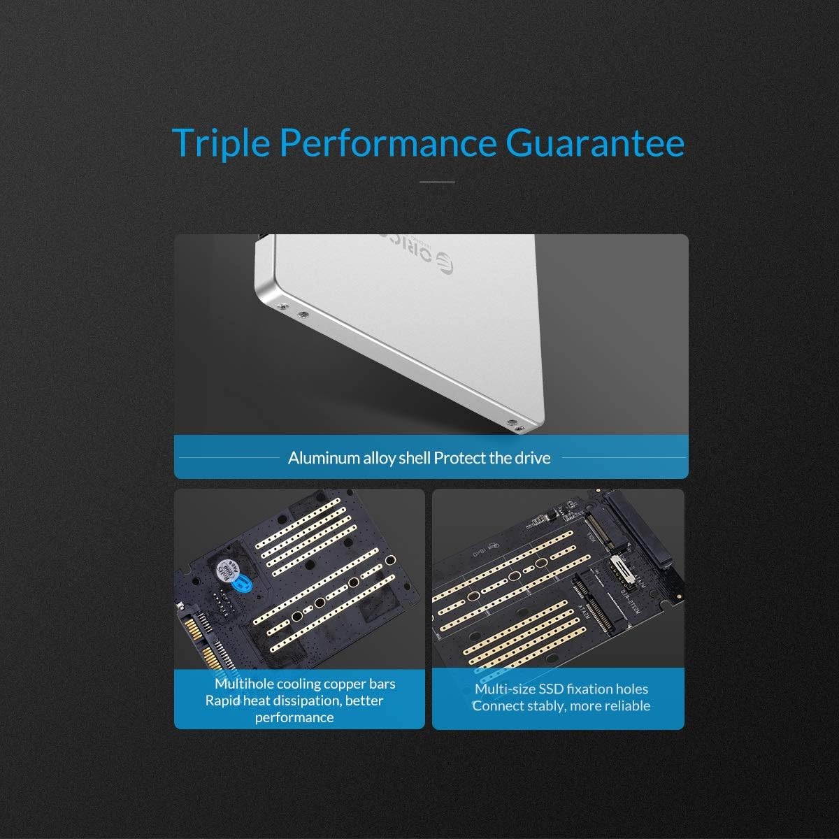 ORICO M.2 (NGFF)/mSATA to 2.5 Inch SATA 2in1 Aluminum Enclosure Adapter Multi Function Hard Drive Converter Case External SSD Enclosure-MS2TS