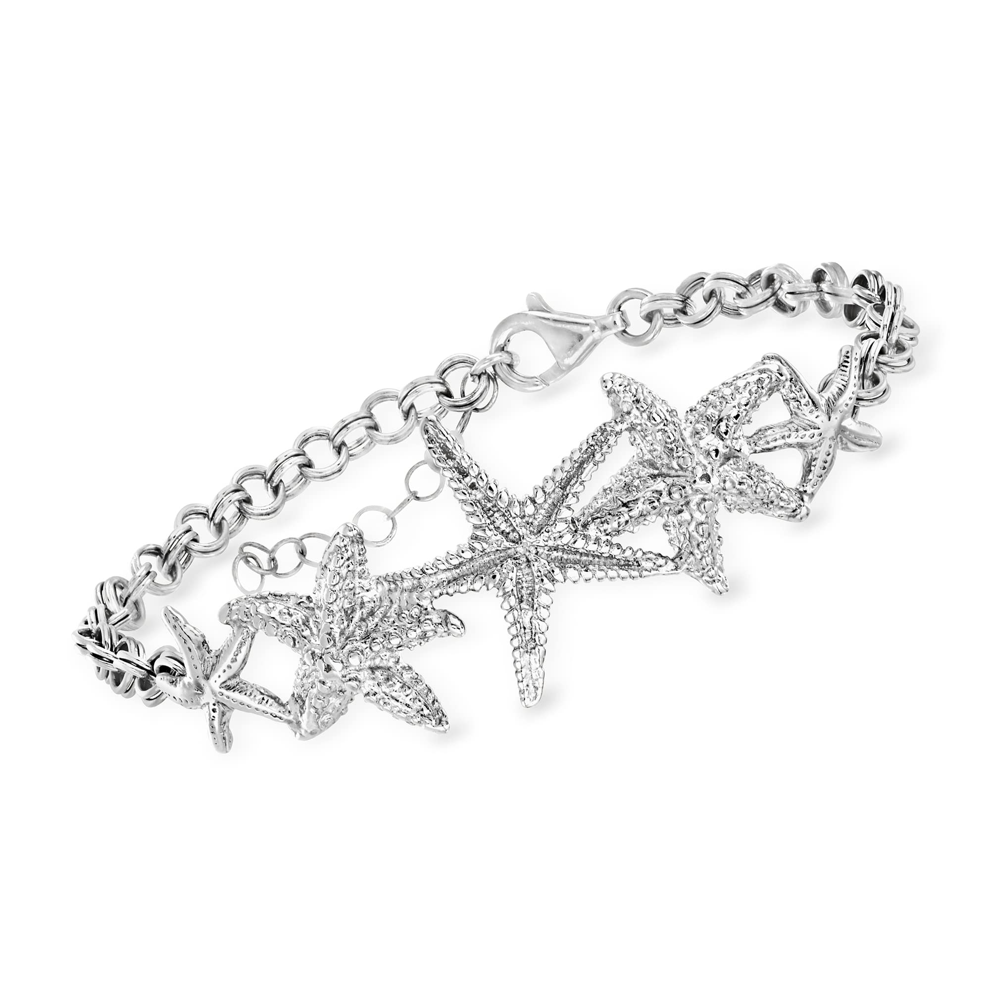 Ross-Simons Italian Sterling Silver Starfish Link Bracelet. 7 inches