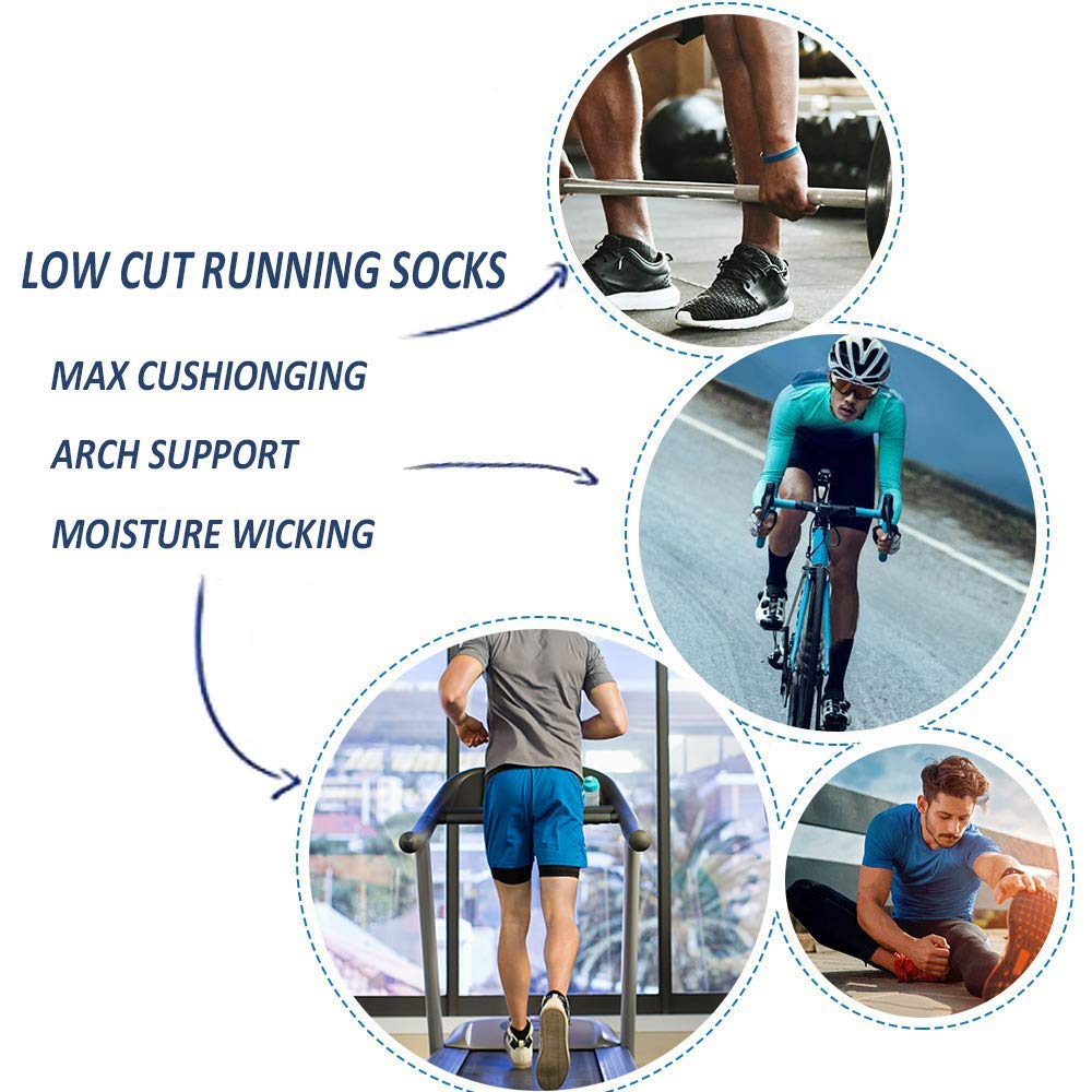 Men’s Low Cut Athletic Socks Performance Comfort No Show Running Socks Sports Cushioned Tab (A4-Black(No Show) - 6 Pairs, L/XL(US MEN 9-12))