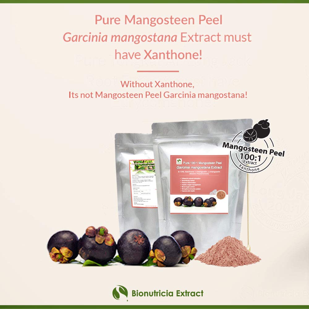 Mangosteen Peel Standardized Pure 100:1 Garcinia 6-10% Xanthone Mangostana Powder Extract 1000g