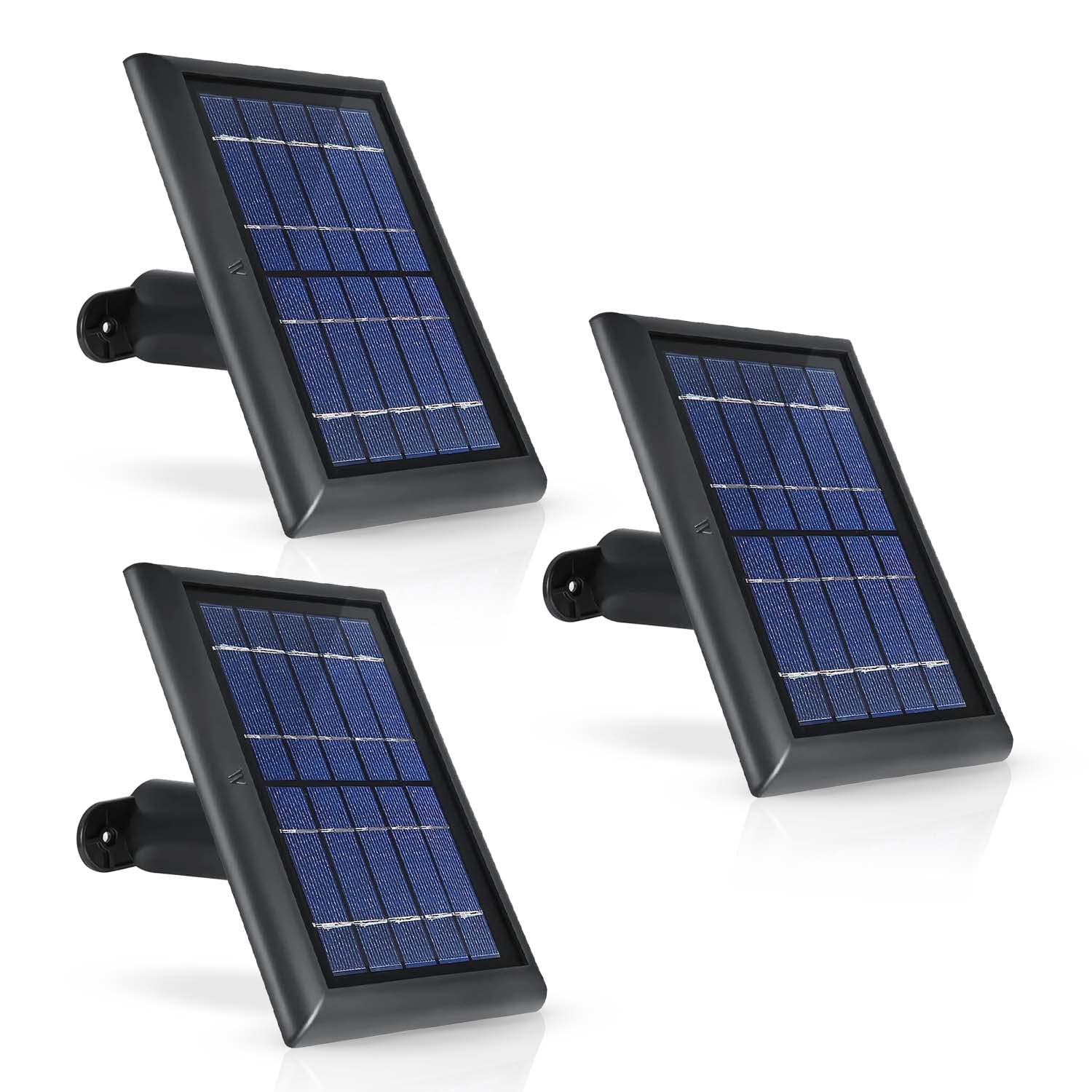 Wasserstein Solar Panel Compatible with Spotlight Cam Plus/Pro and Stick Up Cam Battery - Continuously Power Your Cam with 2W 5V Charging (3 Pack, Black)