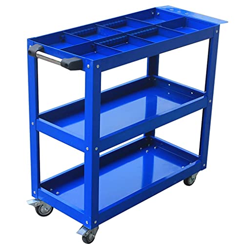 Tool Trolley Cart 3-Tier Multifunction Barrier Organizer Service Parts Car, Bearing 100KG, 710x350x750mm