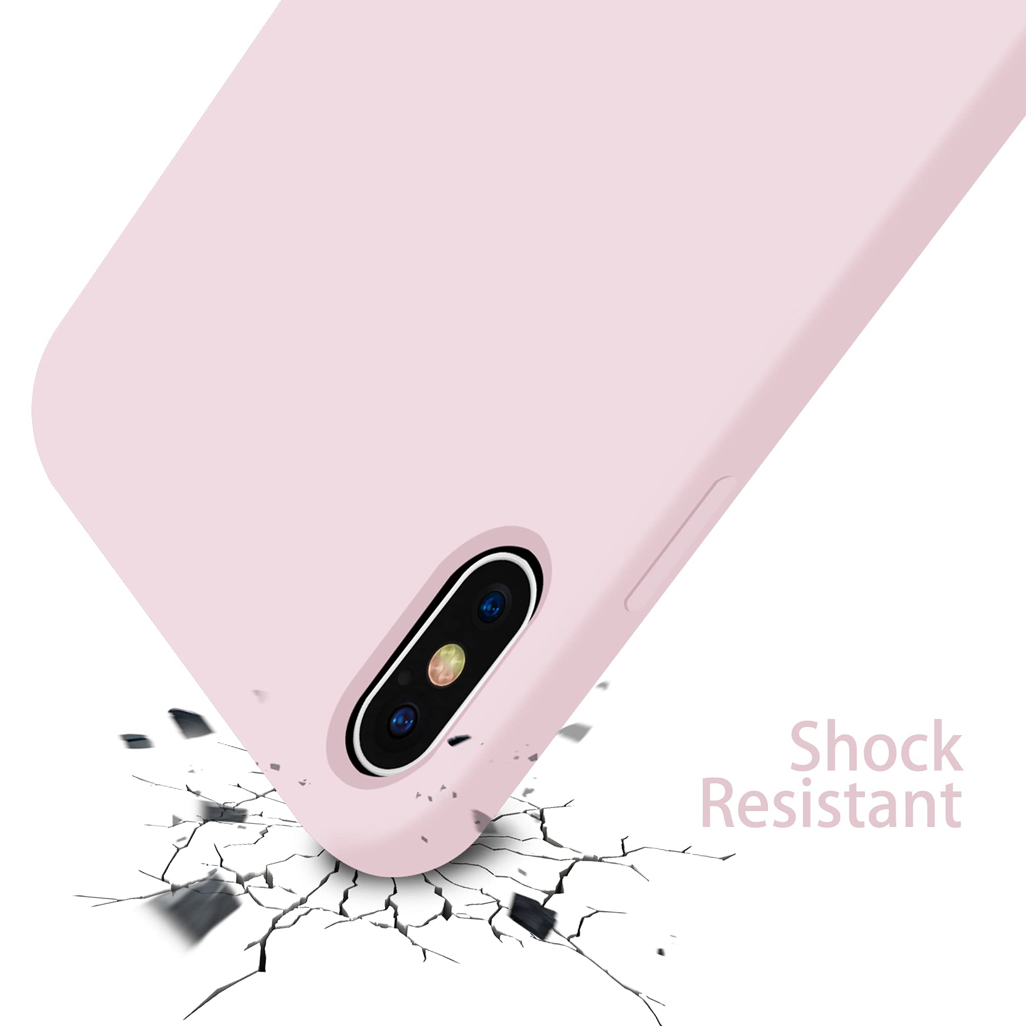OTOFLY Liquid Silicone Gel Rubber Full Body Protection Shockproof Case for iPhone Xs/iPhone X,Anti-Scratch&Fingerprint Basic-Cases,Compatible with iPhone X/iPhone Xs 5.8 inch (2018), (Ice Pink)