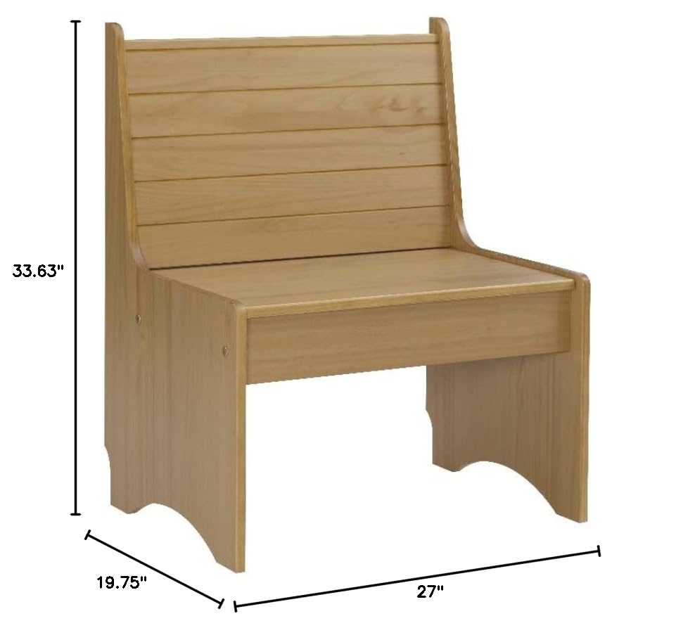 Linon Delk Pine Wood Small Back Rest Bench in Honey