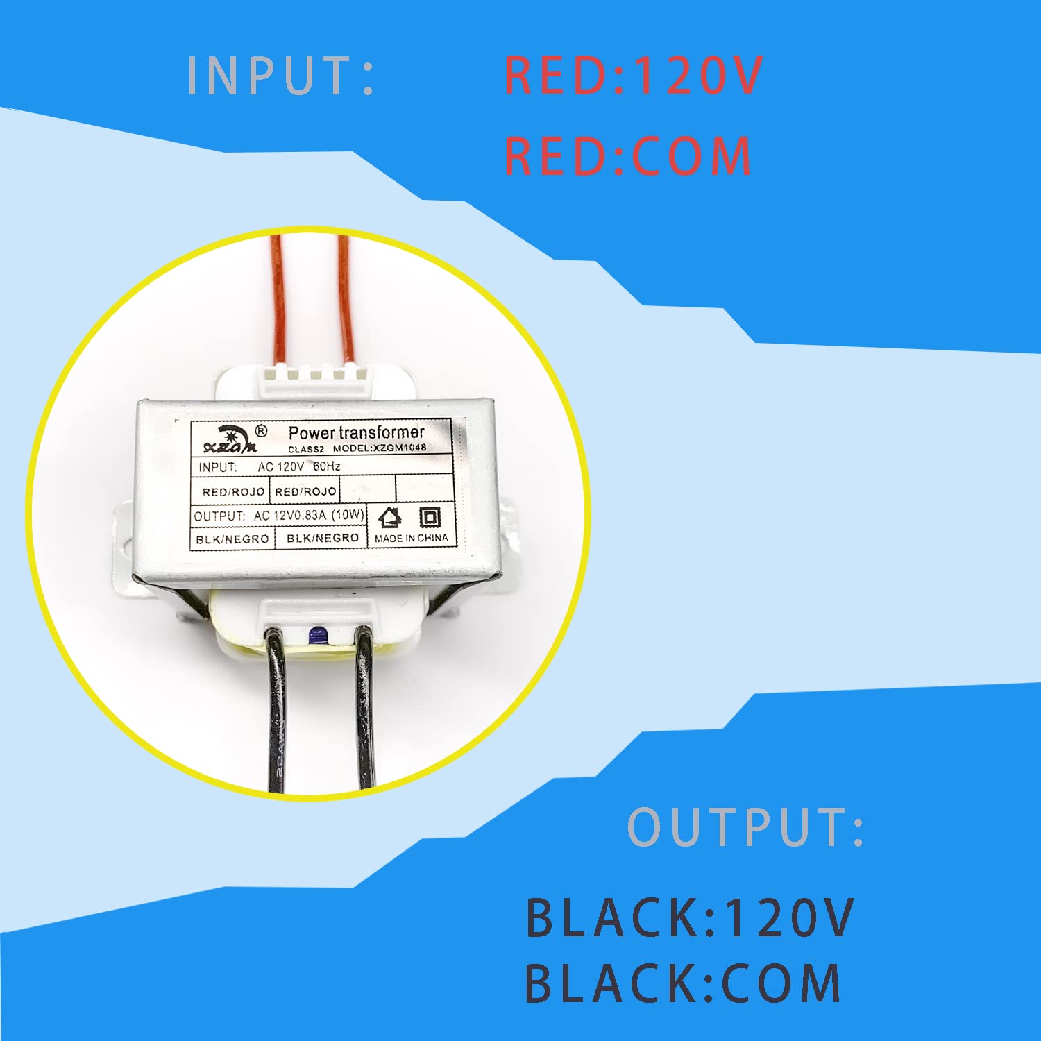 XZGm Input AC 110V -120V Output AC 12V 10VA Power Transformer for Sychronous Motor,Address Light,Fountain,Furnace,Dewalt Portable jobsite Radio,Speaker Protection Circuit。