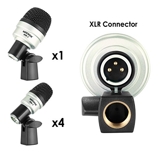Neewer 7 Piece Wired Dynamic Drum Mic Kit - Kick Bass, Tom/Snare & Cymbals Microphone Set - for Drums, Vocal, Other Instrument - Complete with Thread Clip, Inserts, Mics Holder & Case(NW-7)
