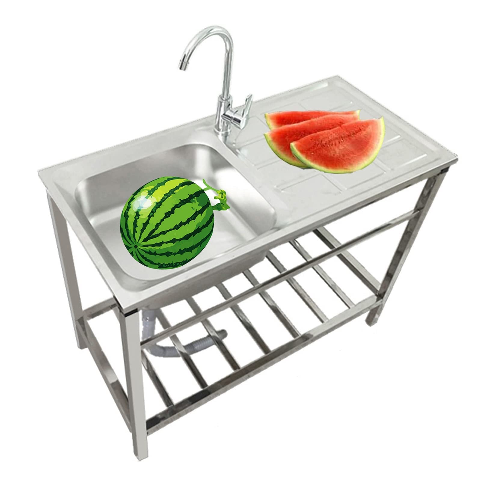 Stainless Steel Laundry Sink, 1 Compartment Single Bowl Kitchen Utility Sink, Commercial Workstation Sink Basin for Outdoor Garage Restaurant Kitchen Room, Inner Size 13.8"L x 12.2" W x 6.3"D