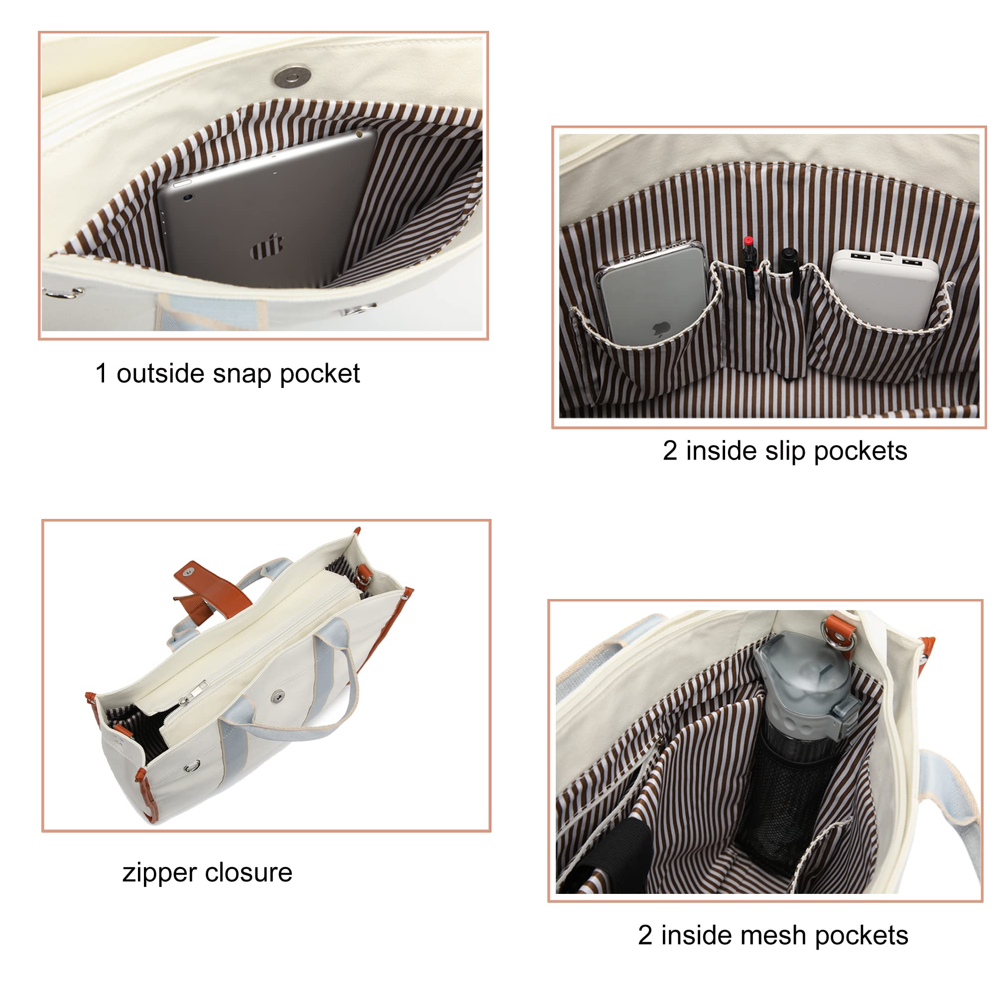 Laptop Bag for Women 15.6 Inch Lightweight Canvas Tote Bags Teacher Work Bag for School Travel