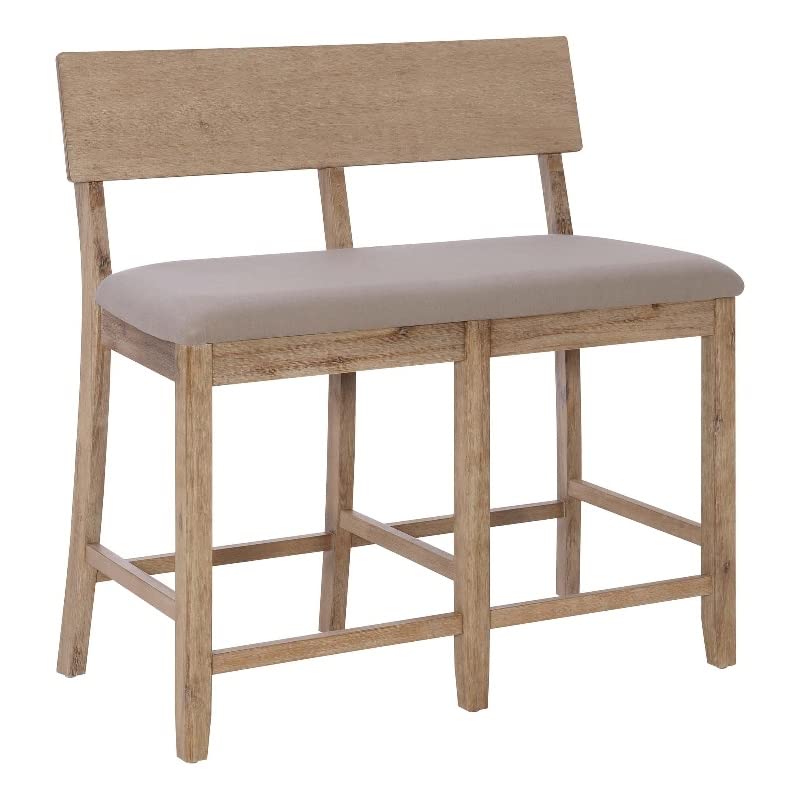 Linon Jordan Wood 25" Counter Height Dining Bench in Washed Gray
