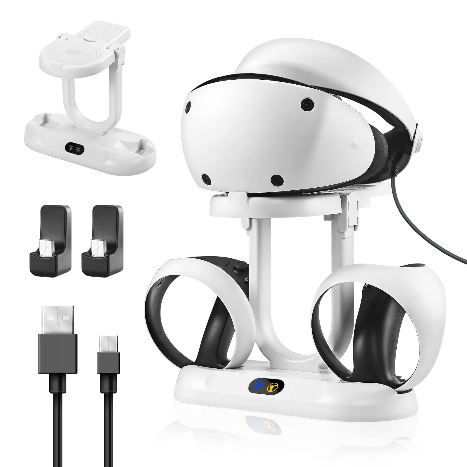 TATAVR Controller Charging Dock for PS5 VR2, PSVR 2 Controller Charging Station with VR Gaming Headset with USB-C Port and A Micro-USB Cable for PS5 Accessories