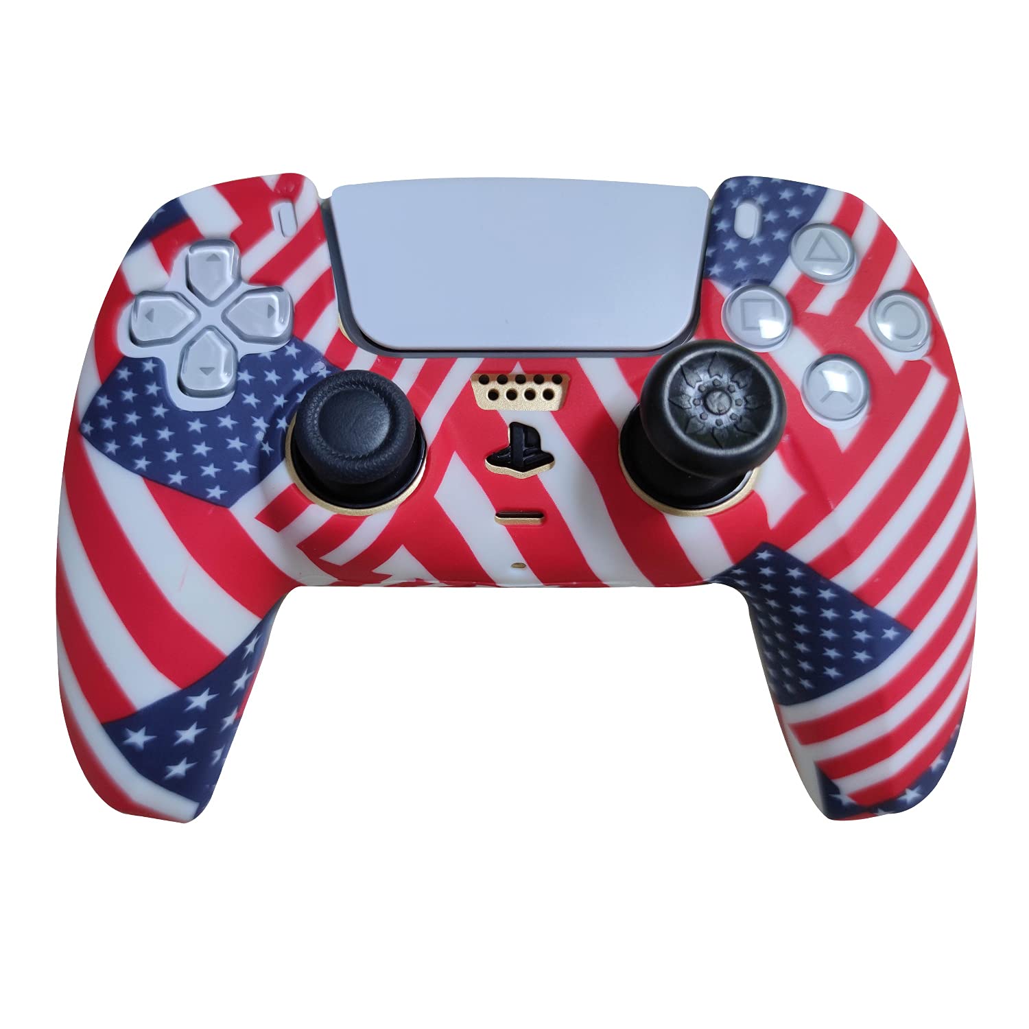 Silicone Cases for Snoy PS5 Controller Skin Cover Anti-Slip Grip Case for Sony PS5 Playstation 5 DualSense Controller Dustproof Protective Shell with 10 Pro Thumb Grips (Flag)